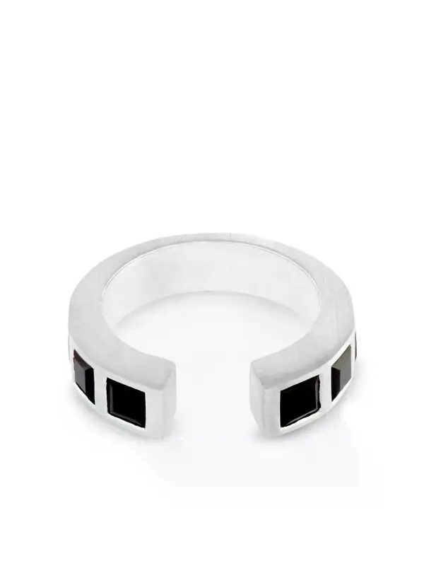 Tom Wood Sterling Square Onyx Gate Ring - Silver