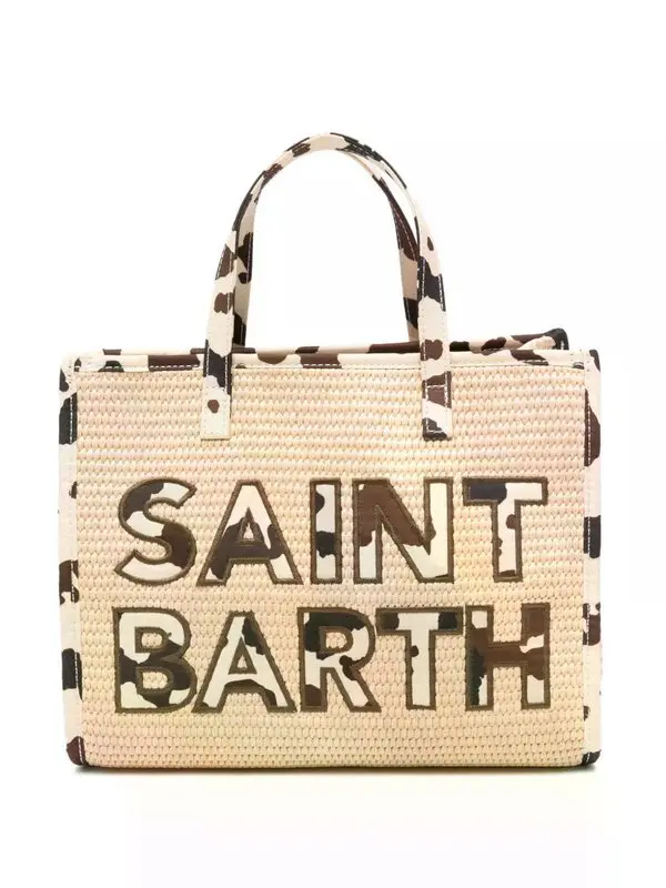 MC2 SAINT BARTH Logo-patch Cow-print Tote Bag - Neutrals