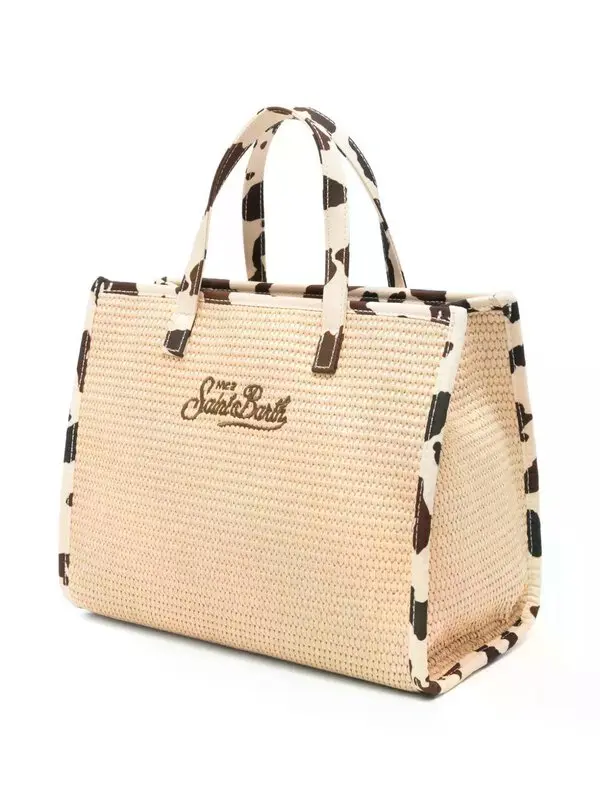 MC2 SAINT BARTH Logo-patch Cow-print Tote Bag - Neutrals