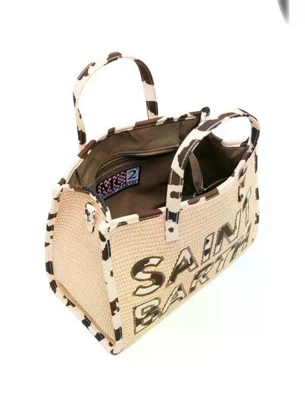 MC2 SAINT BARTH Logo-patch Cow-print Tote Bag - Neutrals