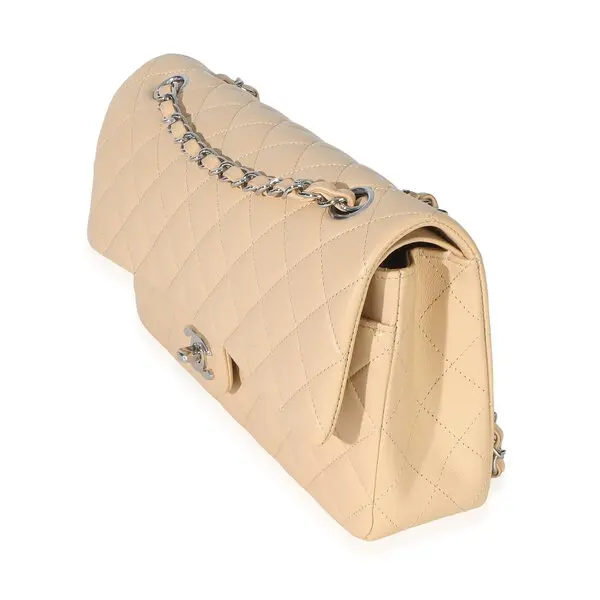 Chanel Quilted Lambskin Double Flap Bag - Beige