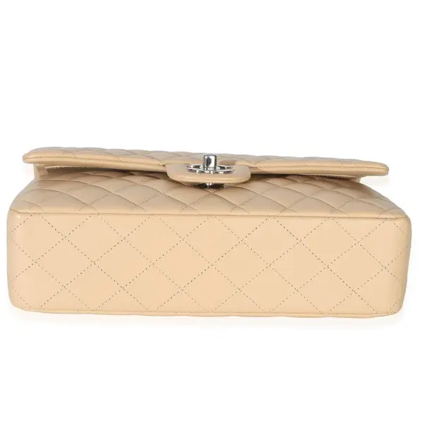 Chanel Quilted Lambskin Double Flap Bag - Beige