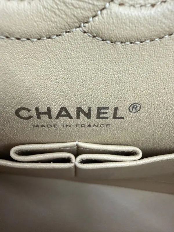 Chanel Quilted Lambskin Double Flap Bag - Beige