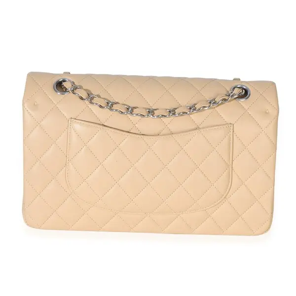 Chanel Quilted Lambskin Double Flap Bag - Beige