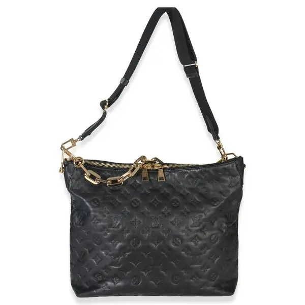 LOUIS VUITTON Monogram Embossed Lambskin Coussin Mm Hobo - Black