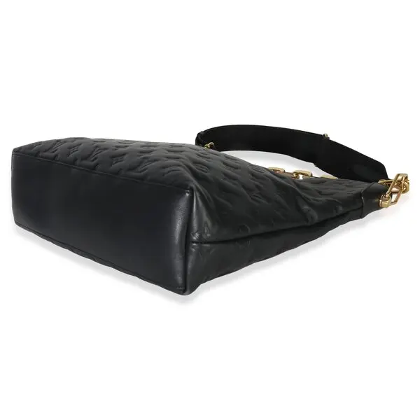 LOUIS VUITTON Monogram Embossed Lambskin Coussin Mm Hobo - Black