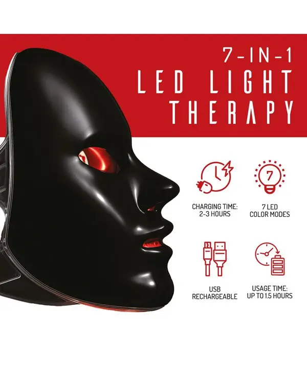 PURSONIC His And Hers Professional Glow At Home: 7-in-1 Led Light Therapy Face Mask - Black