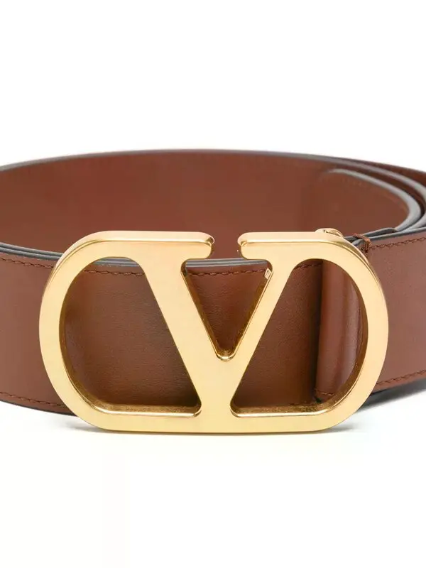 Valentino Garavani V-logo Leather Belt - Brown