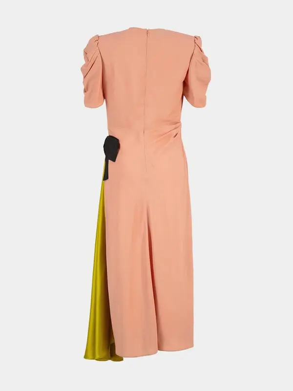 Valentino Garavani Draped Midi Dress With Contrast Panel