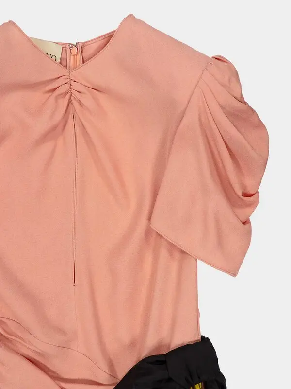 Valentino Garavani Draped Midi Dress With Contrast Panel