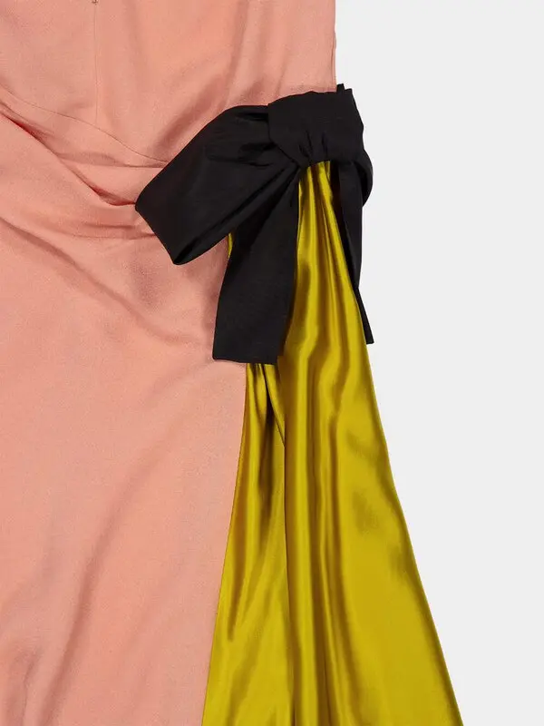 Valentino Garavani Draped Midi Dress With Contrast Panel