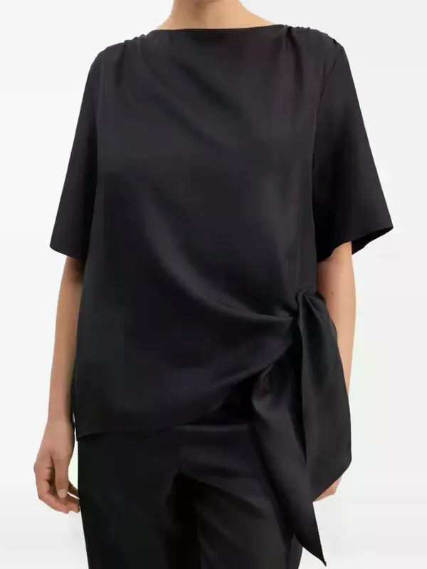 Loulou De Saison Mano Asymmetric Knot Top - Black