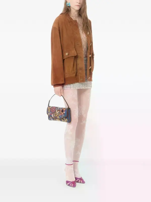 Valentino Garavani Small Embroidered Denim Shoulder Bag