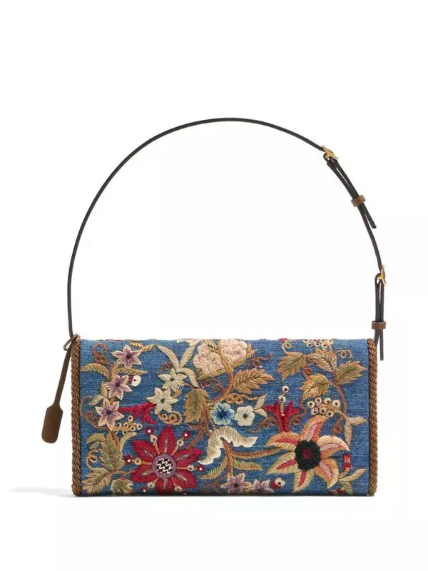 Valentino Garavani Small Embroidered Denim Shoulder Bag