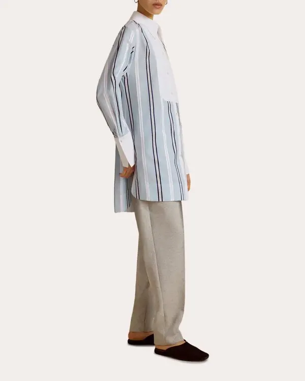 Marina Moscone Pinstripe Jacquard Slim Tuxedo Shirt