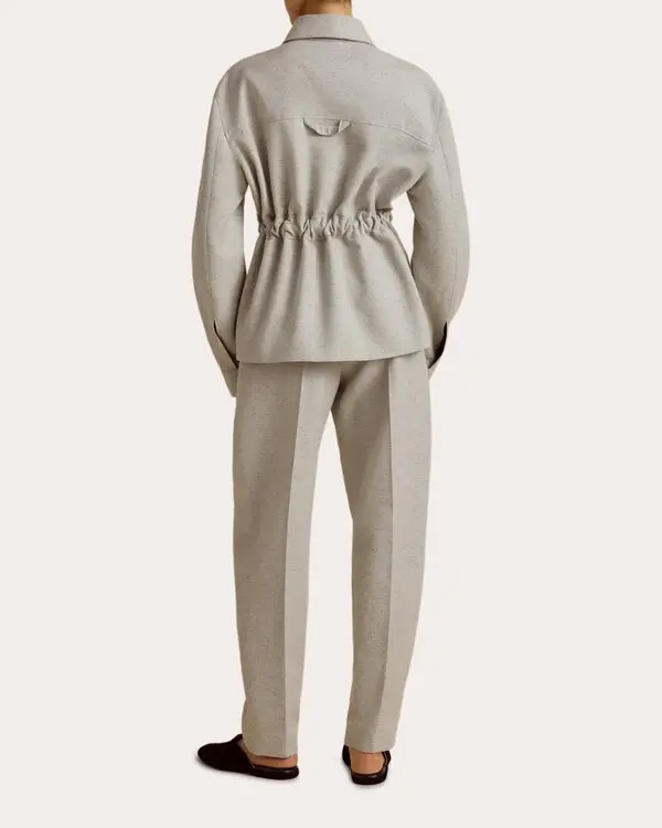 Marina Moscone Belted Cocoon Bomber Jacket - Grey