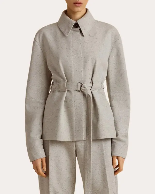 Marina Moscone Belted Cocoon Bomber Jacket - Grey
