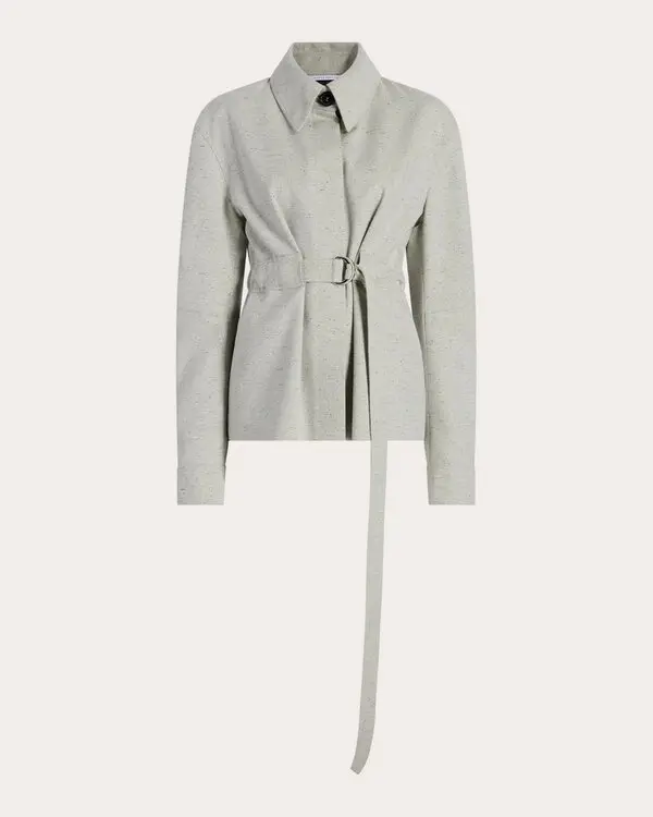 Marina Moscone Belted Cocoon Bomber Jacket - Grey