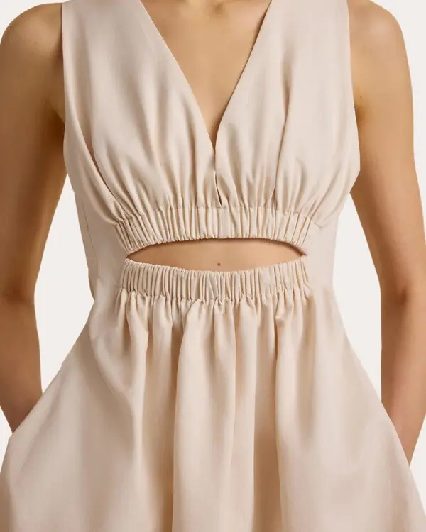 Marina Moscone Cotton Faille Cutout Bubble Mini Dress