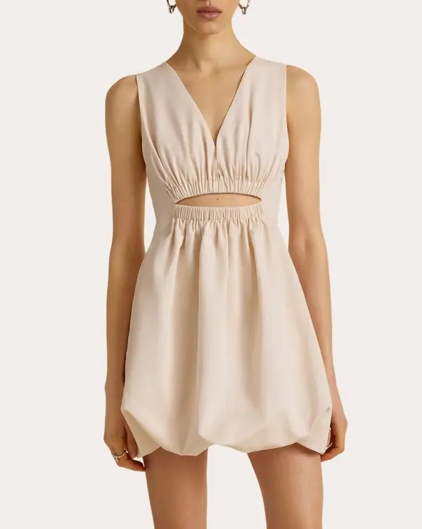 Marina Moscone Cotton Faille Cutout Bubble Mini Dress
