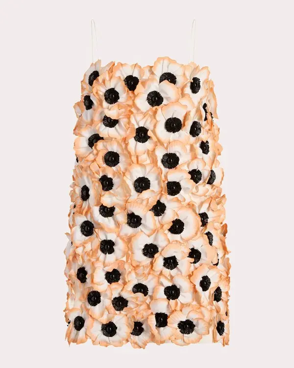 Marina Moscone Floral Appliqué Crepe Mini Dress