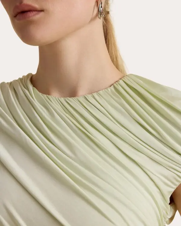 Marina Moscone Jersey Cutout Gathered Drape Mini Dress - Green