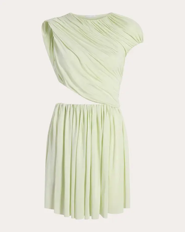 Marina Moscone Jersey Cutout Gathered Drape Mini Dress - Green