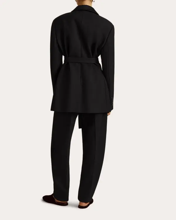 Marina Moscone Wool Belted Boyfriend Blazer