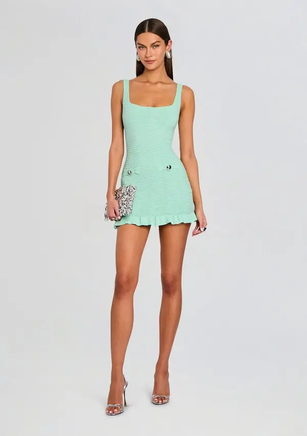 Retrofete Loulou Rib Knit Dress - Metallic Mint