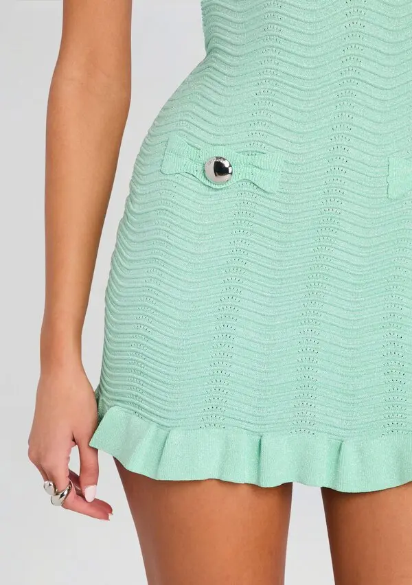 Retrofete Loulou Rib Knit Dress - Metallic Mint