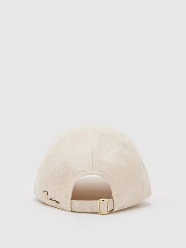 REISS Lucas Linen Baseball Cap - Stone