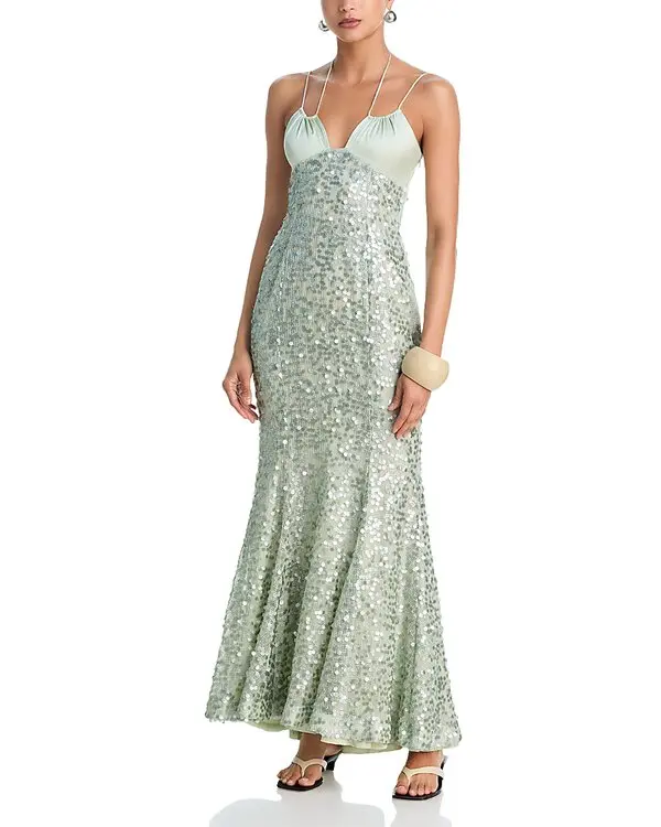 Simkhai Zarena Embellished Maxi Dress - Mint