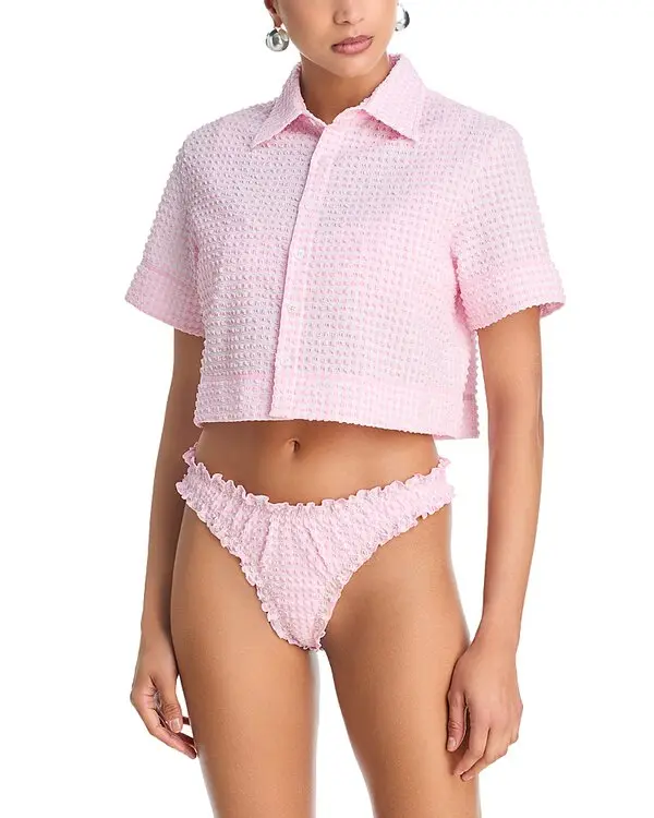 Simkhai Reeves Camp Cover Up Shirt - Daisy Ivory