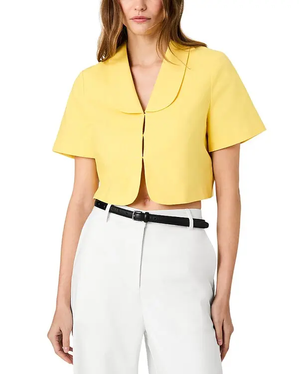 French Connection Theo Oversized Collar Short Sleeve Top - Daisy Yellow