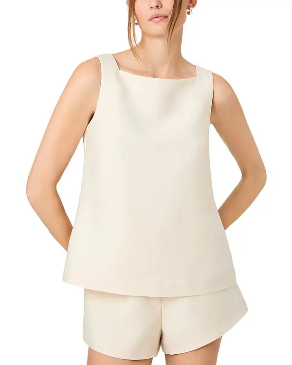 French Connection Struct Taff Sleeveless Aline Top - Porcelain Cream