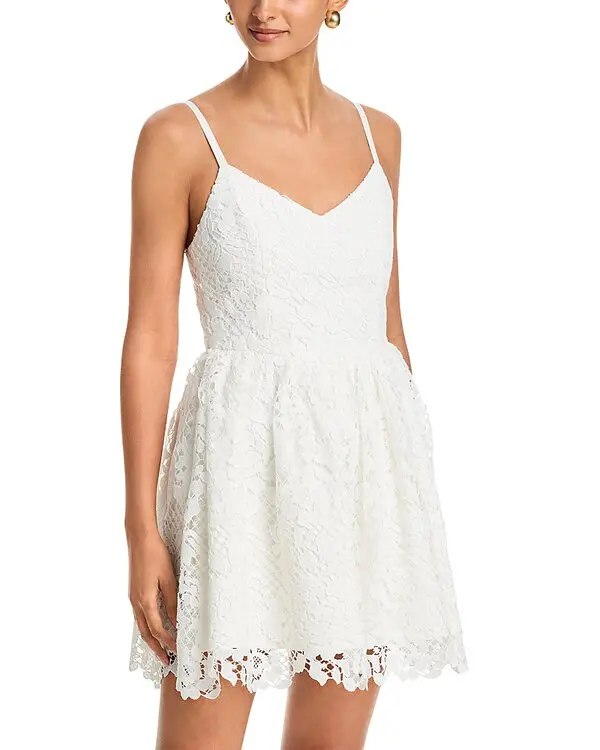 French Connection Structured Lace Ballerina Mini Dress - Summer White