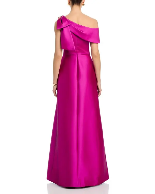 Rickie Freeman For Teri Jon Mikado Asymmetrical Bow Gown - Fuchsia