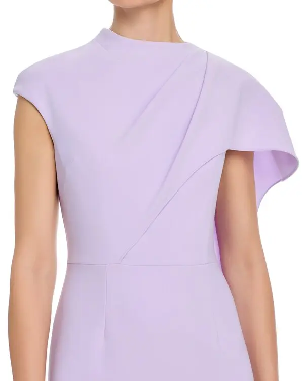 Rickie Freeman For Teri Jon Crepe Asymmetrical Side Drape Cape Gown