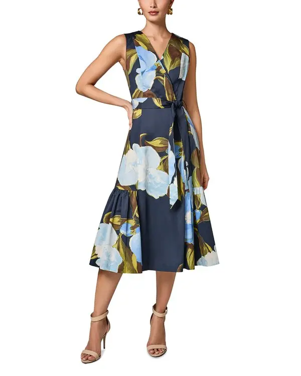 Donna Karan New York Floral Print A-line Midi Dress