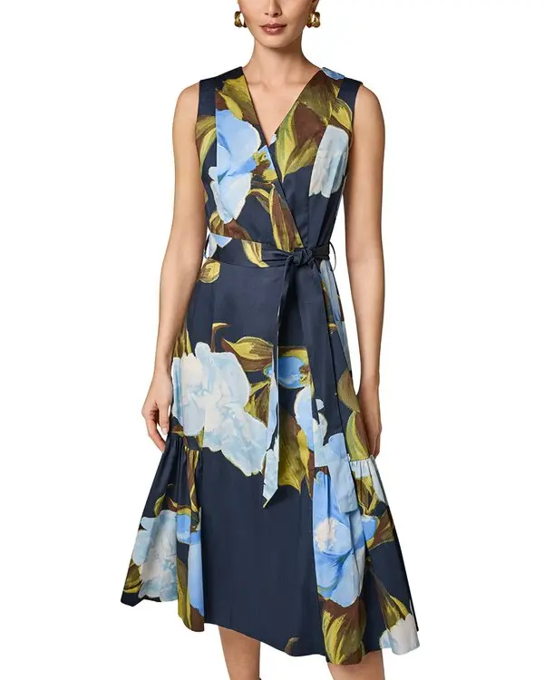 Donna Karan New York Floral Print A-line Midi Dress