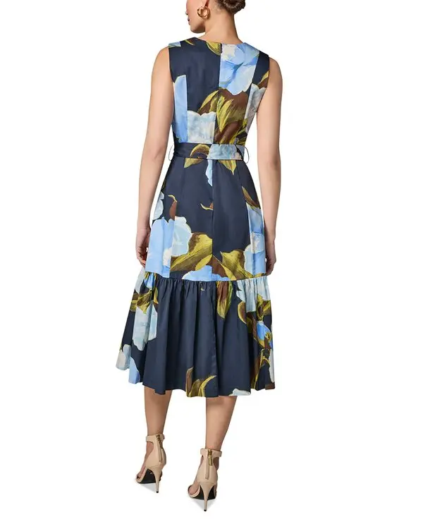 Donna Karan New York Floral Print A-line Midi Dress