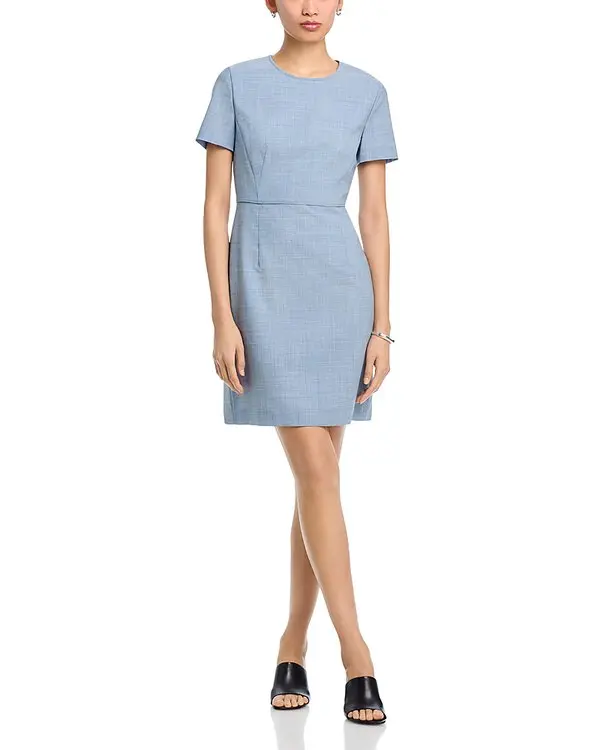 BOSS Dunera Short Sleeve Sheath Dress - Pale Lagoon