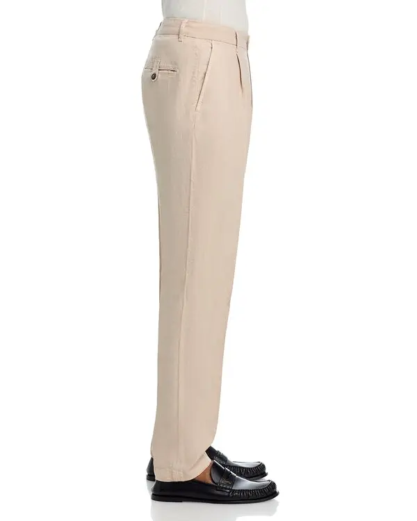Eleventy Garment-dyed Linen Relaxed Fit Pleated Trousers - Sand