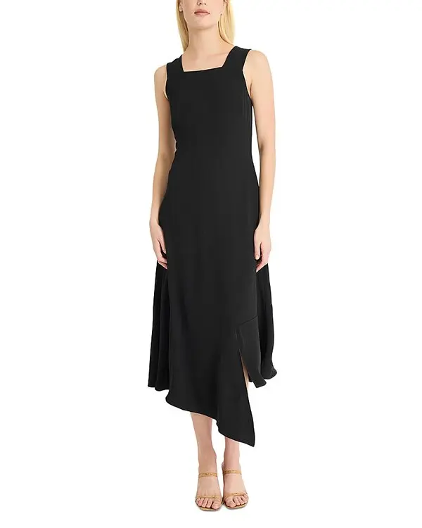LUXELY Square Neck Asymmetrical Maxi Dress - Meteorite