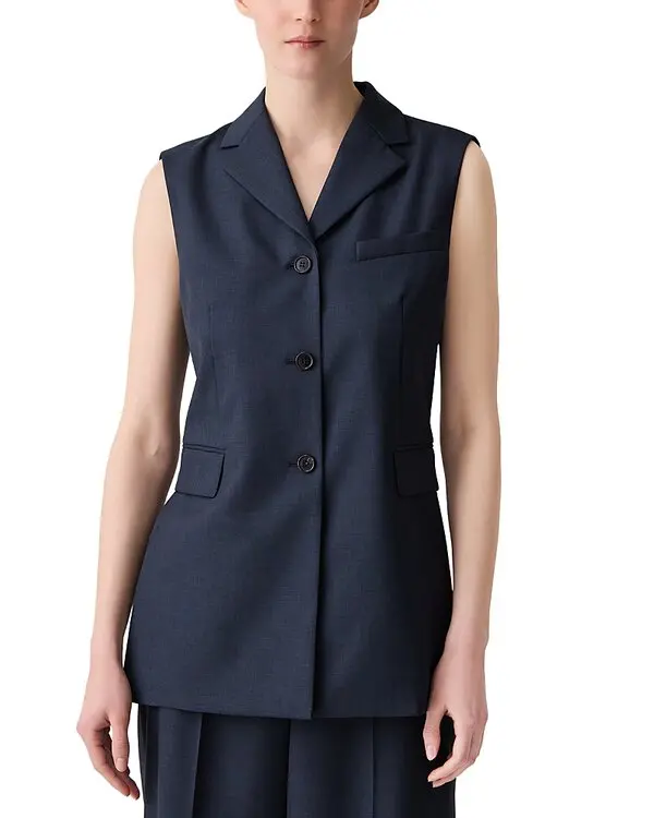 Theory Sleeveless Button-down Vest - Nocturnal Navy