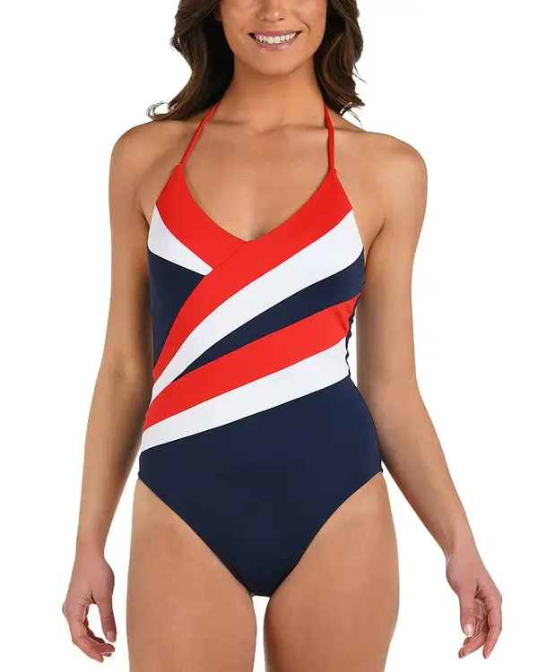 La Blanca Americana Halter Strap Back One Piece Swimsuit - Multi