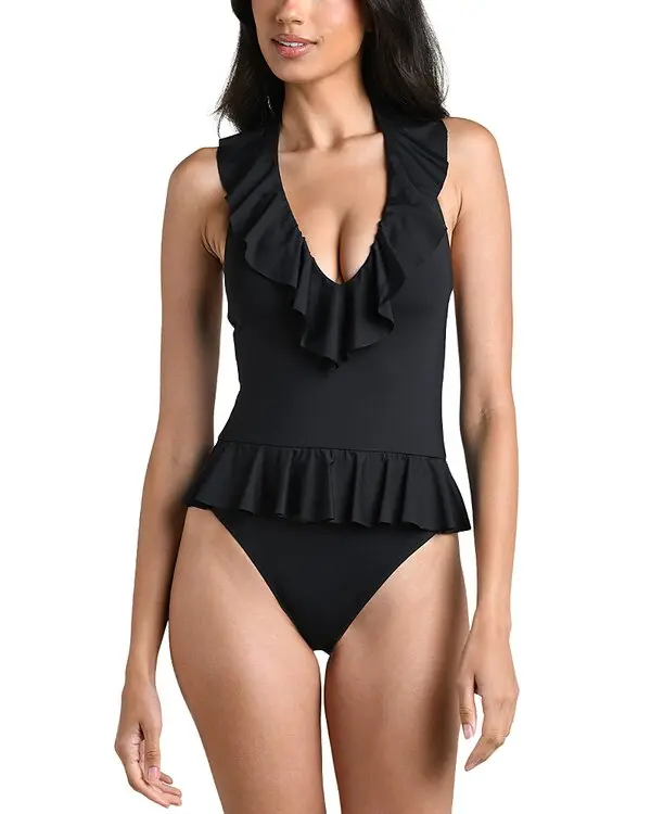 La Blanca Island Goddess Halter One Piece Swimsuit - Black