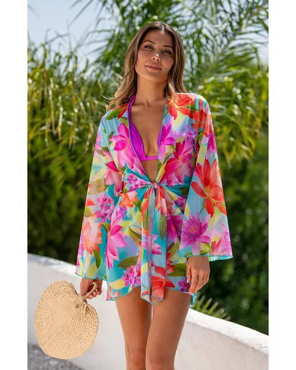 La Blanca Sunset Botanica Mini Kimono Cover Up