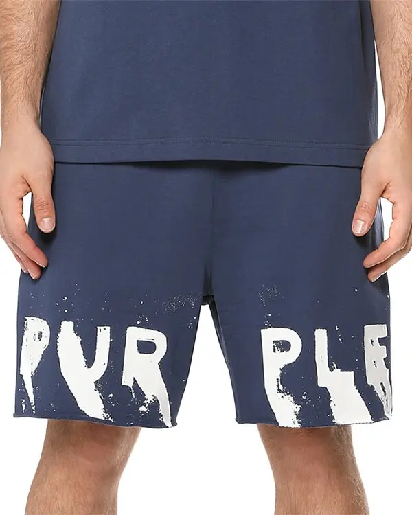 PURPLE BRAND Midweight Fleece Pull On Shorts - Blue