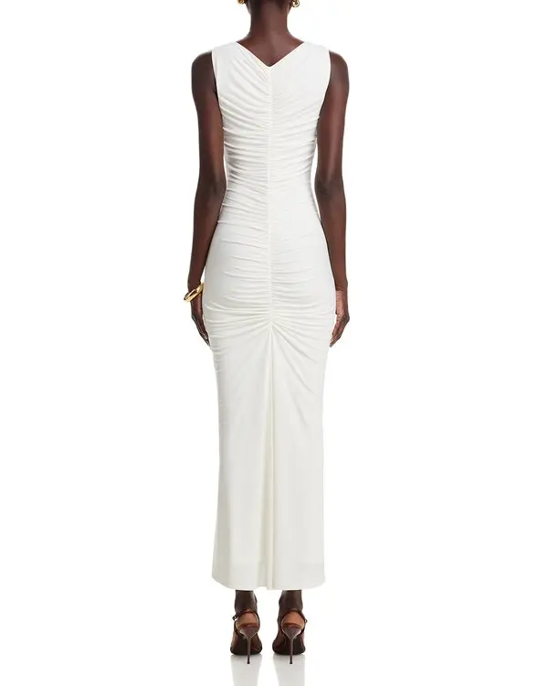 TOCCIN Inez V-neck Ruched Midi Dress